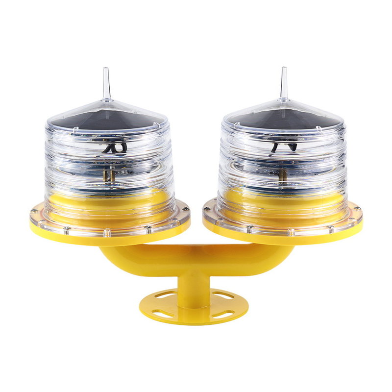 Suprior quality waterproof red constants and flash dual head solar aviation obstructio lights for chimney towers