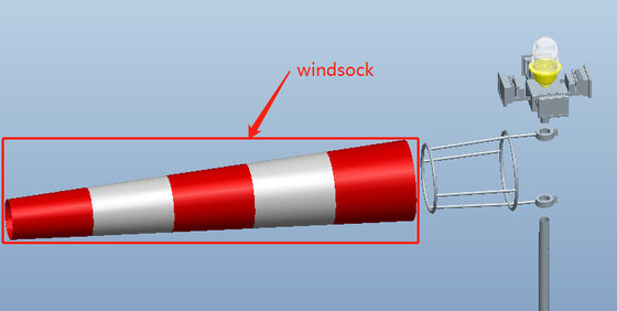 China factory PVC wind sock customized height heliport windcone with aviation obstruction light for airfield helipad