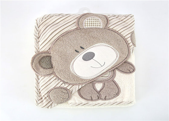 Pure Cotton Baby Wrap Blanket Solid Woven Baby Hooded Towel 30X30" / 8.5X5.5"
