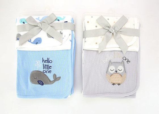 2pk Thermal Baby Blanket , 100% Cotton Baby Shawl Blanket Good Hygroscopicity