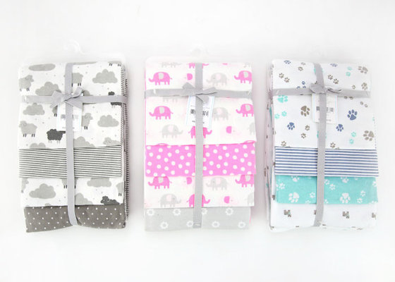 4pk Flannel Baby Blanket For Summer , Comfortable Neutral Baby Crib Blankets