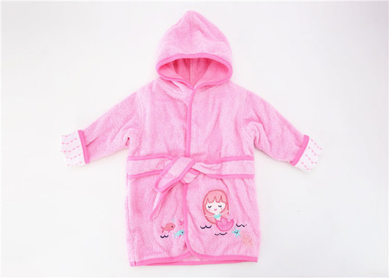 Natural Pink Toddler Cotton Bathrobe , Baby Shower Robe Cute Fun Designs