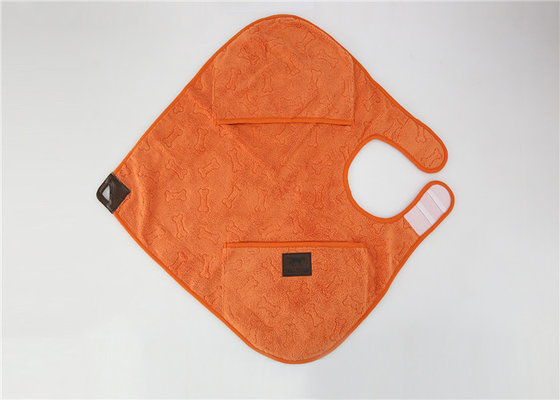 Orange Knitted Microfiber Pet Towel Color Fastness No Deformation 27x27"