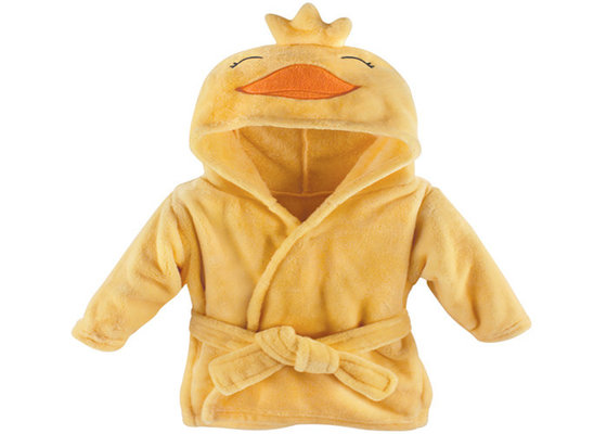 100% Cotton Yellow Baby Bath Robes Skin Friendly And Comfortable Flannel