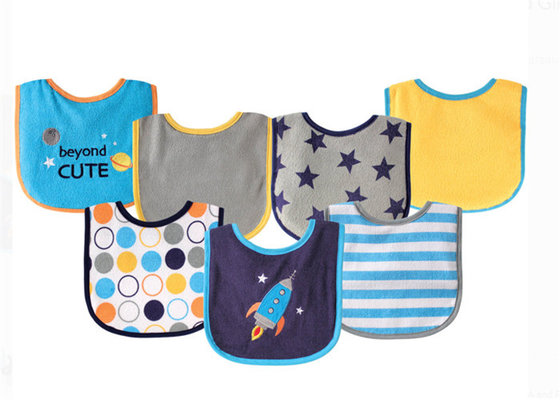 Waterproof Backing Baby Feeding Bibs Cotton Poly Blend Material Lightweight