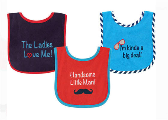 Waterproof Backing Baby Feeding Bibs Cotton Poly Blend Material Lightweight