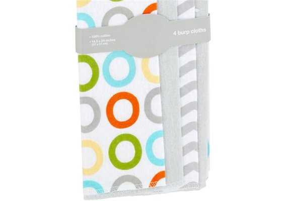 Yellow Baby Burping Towels Infant Burp Cloths Unisex No Pilling 4 Pack