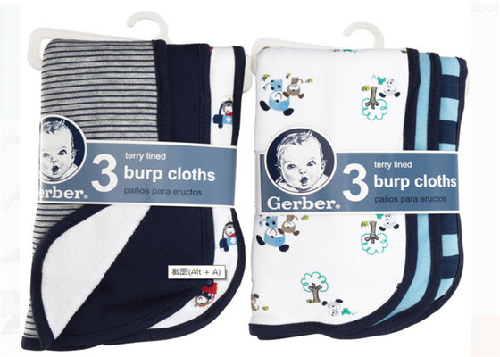 6 Pack 100% Organic Cotton Burp Cloths , Multi Colored Baby Feeding Towel AZO Free