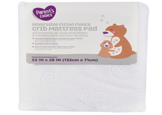 Reversible Fitted Breathable Crib Mattress Pad Fleece 100% Cotton Top Layer