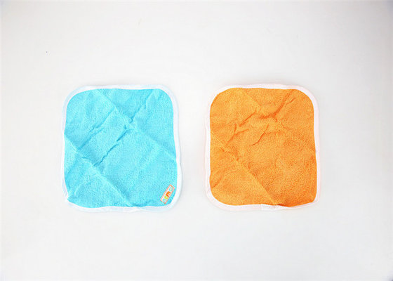 Pure Cotton Fabric Baby Bath Washcloths Blue Orange Color 5pk A Class Standard