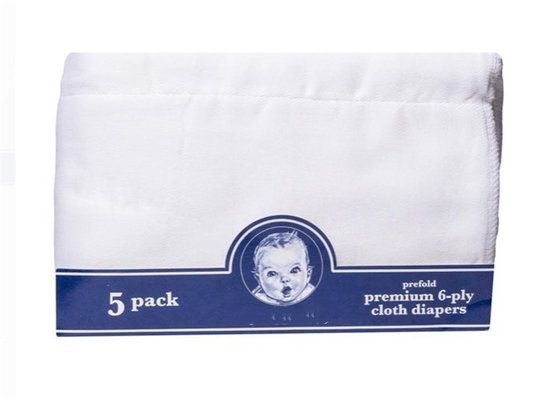 Unisex 6 Ply Cotton Gauze Diapers , 5 Pack Prefold Cloth Diapers Custom Color