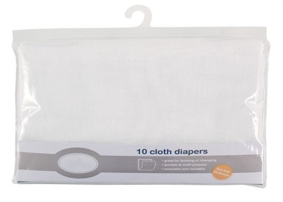 Birdseye Flatfold Baby Cloth Diapers For Toddlers White 10 Pack 100% Cotton