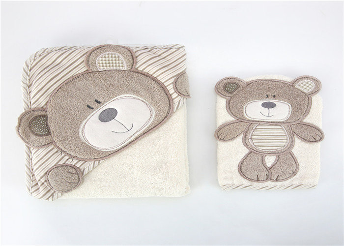 Pure Cotton Baby Wrap Blanket Solid Woven Baby Hooded Towel 30X30" / 8.5X5.5"