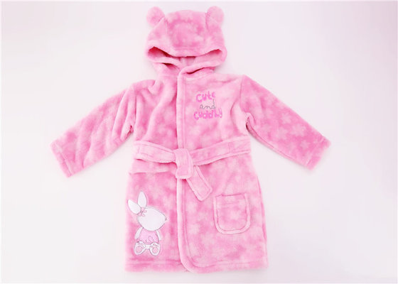 Warm Comfortable Baby Hooded Bathrobe , Coral Fleece Baby Towelling Robe