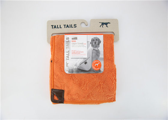 Orange Knitted Microfiber Pet Towel Color Fastness No Deformation 27x27"
