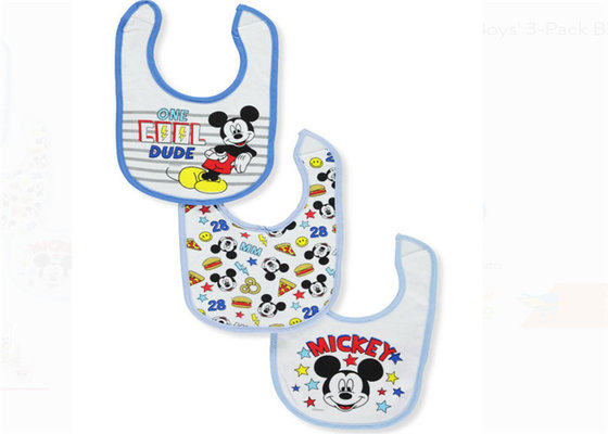 Disney Mickey Mouse Baby Feeding Bibs Cotton Jersey / Terry Backing 3 Pack