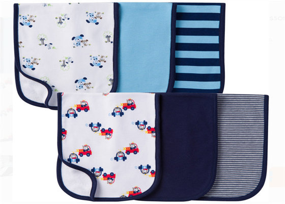 6 Pack 100% Organic Cotton Burp Cloths , Multi Colored Baby Feeding Towel AZO Free