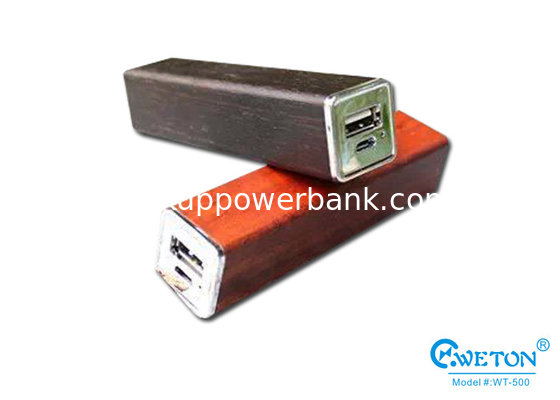 Mobile Wooden Power Bank 2600mAh , Cell Phone External Battery Charger supplier
