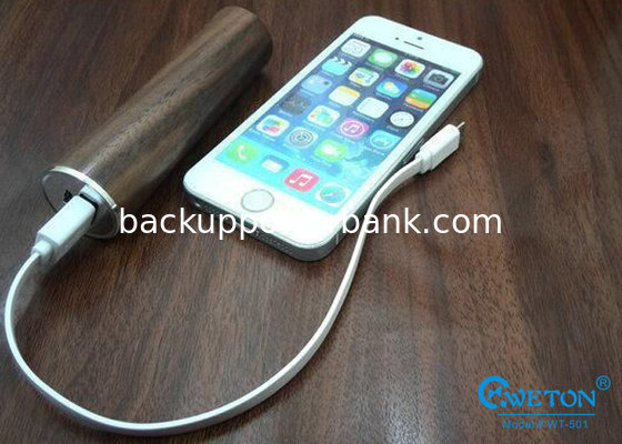 Universal Cylinder Wood Power Bank 3000mAh , Li-ion Power Bank For Tablet PC supplier