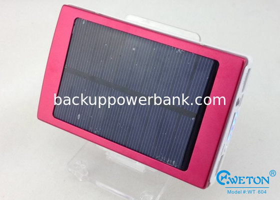 10000 mAh Red Portable Solar Power Bank , solar powered cell phone charger With Torch supplier