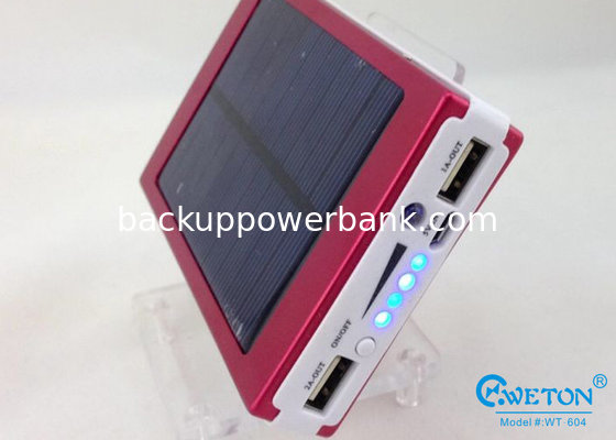10000 mAh Red Portable Solar Power Bank , solar powered cell phone charger With Torch supplier