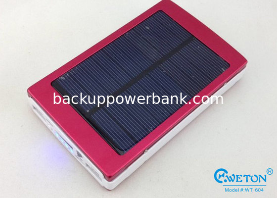 10000 mAh Red Portable Solar Power Bank , solar powered cell phone charger With Torch supplier