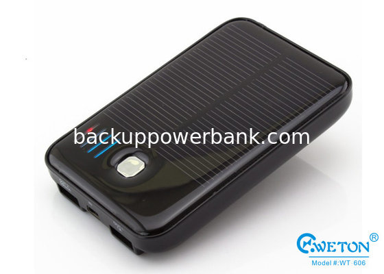 Black Solar Double USB Power Bank 5000mAh , Mobile Charging Power Bank External supplier