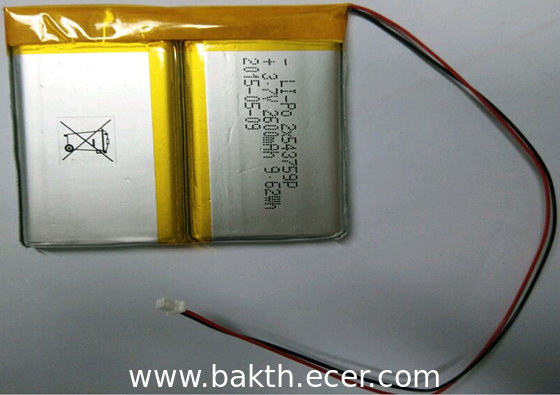 Li-Polymer Rechargeable Battery 2X543759P with 3.7V 2600MAH 6*62*75mm Max