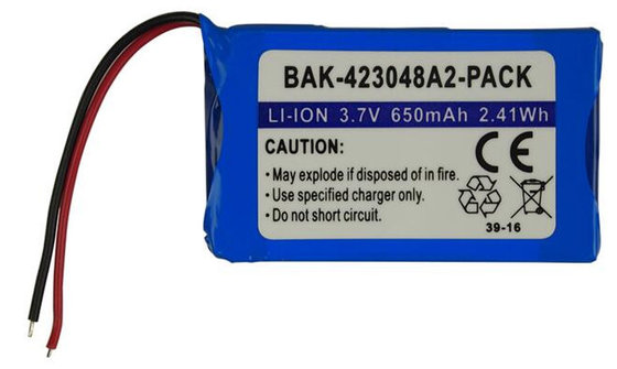 BAK-423048A2-PACK 3.7V 650mAh Rechargeable Lithium-ion Battery  UL1642 approved