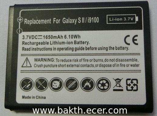 Replacement mobile phone battery for Samsung Galaxy SII /I9100 3.7V 1650MAH