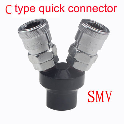 China C type quick joint multi pipe air line SMV two insert two fork / trachea joint  1/4 air exhaust supplier