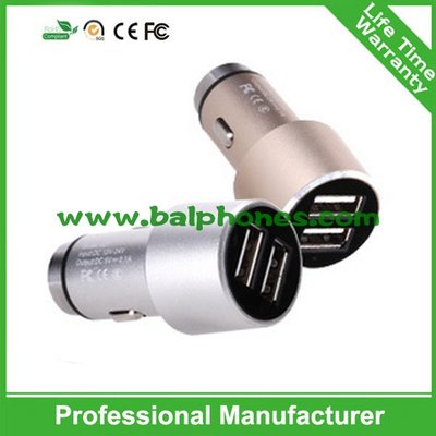 2015 top selling 5V 3.1A stainless steel dual usb Car Charger Manufacturers & Factory of U