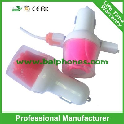 Dual car usb charger with rose lighting . 2 USB car charger with rose indicator