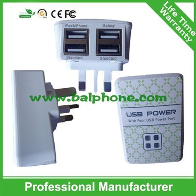 4USB Port Wall Charger for iPad ,4 USB Travel Charger for Samsung,Wall Plug Charger