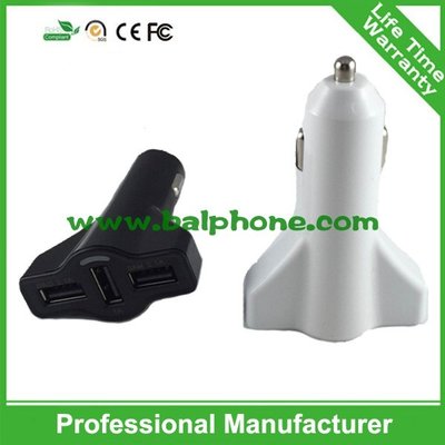 Original design 3usb port car charger for for mobile phone tablet with CE ROHS FCC