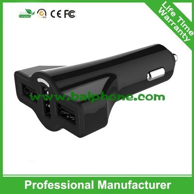 Original design 3usb port car charger for for mobile phone tablet with CE ROHS FCC