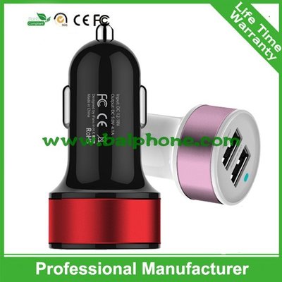 Mini and Stylish USB Car Charger 2.1A for Truck and Car 12-24V Up to 12 Color Combination