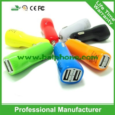 USB charger for car with vdouble USB
