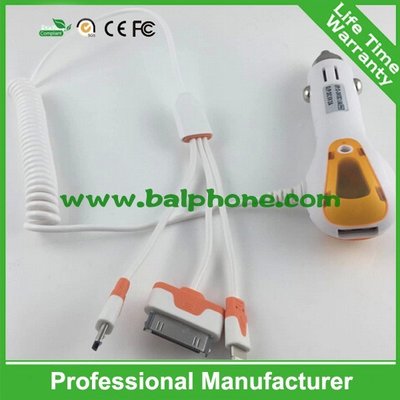 Best seller car charger with cable for iphone6/5/iphone4/HTC/Sumsung