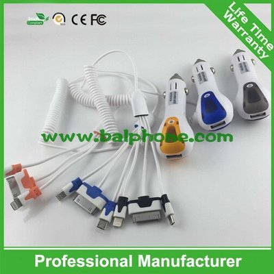 Best seller car charger with cable for iphone6/5/iphone4/HTC/Sumsung