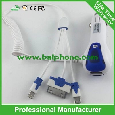 Best seller car charger with cable for iphone6/5/iphone4/HTC/Sumsung
