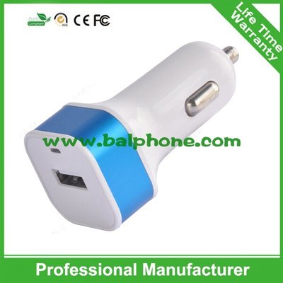 Aluminum alloy square rim single usb car charger 12v /24v for tablet/phones
