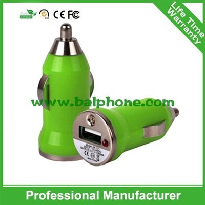 Colorful Bullet Single USB Mini Car Charger For Smart Phone