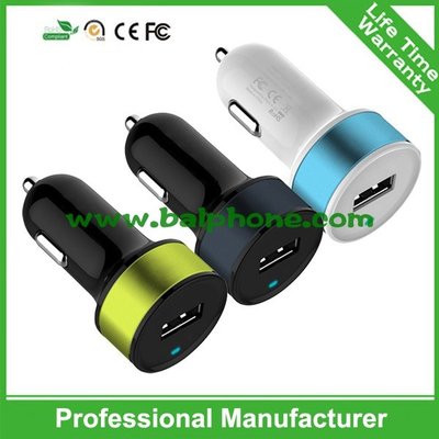 Promotional colorful single USB car charger for smartphone