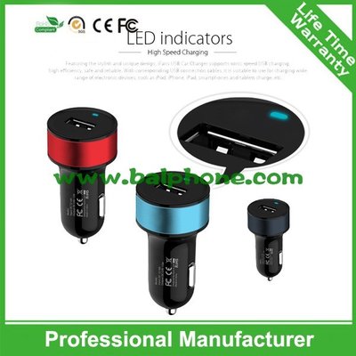 Promotional colorful single USB car charger for smartphone