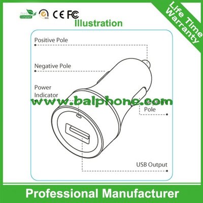 Promotional colorful single USB car charger for smartphone