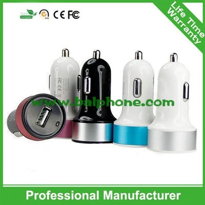 Promotional colorful single USB car charger for smartphone