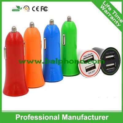 HOT 2.1A output micro usb car charger for samsung /blackberry Dual usb car charger for iph