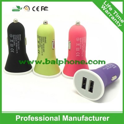 HOT 2.1A output micro usb car charger for samsung /blackberry Dual usb car charger for iph