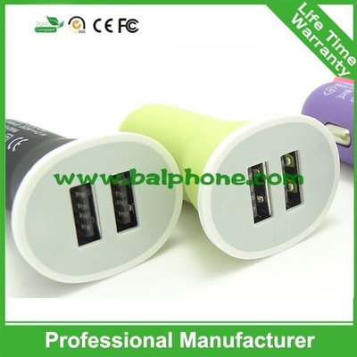 HOT 2.1A output micro usb car charger for samsung /blackberry Dual usb car charger for iph